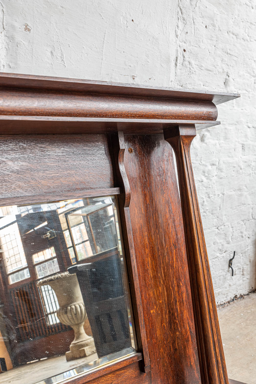 Antique Oak Overmantel Mirror #8512 - Retrouvius