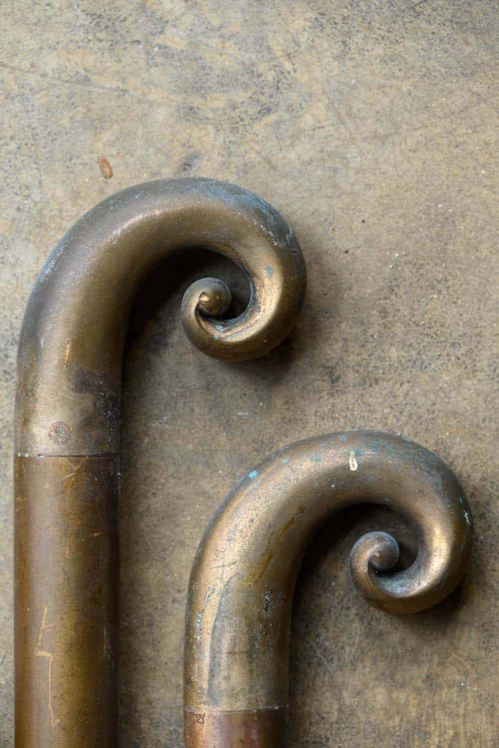 Brass Handrail with Curled Ends #1113 - Retrouvius