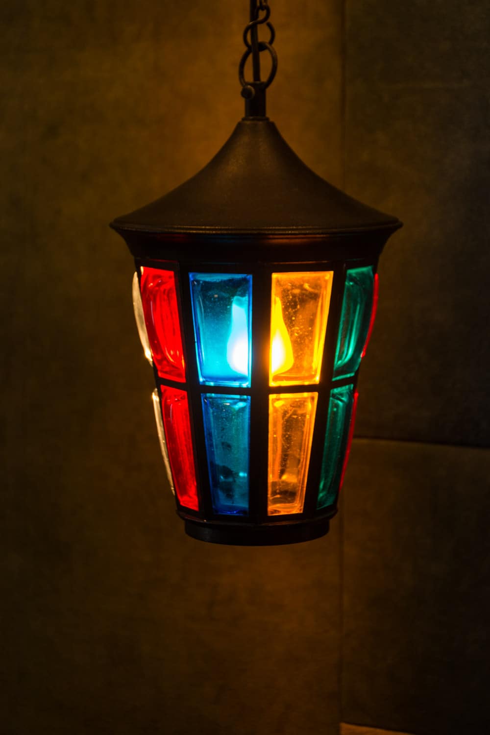 Coloured Glass Lantern #9577 - Retrouvius