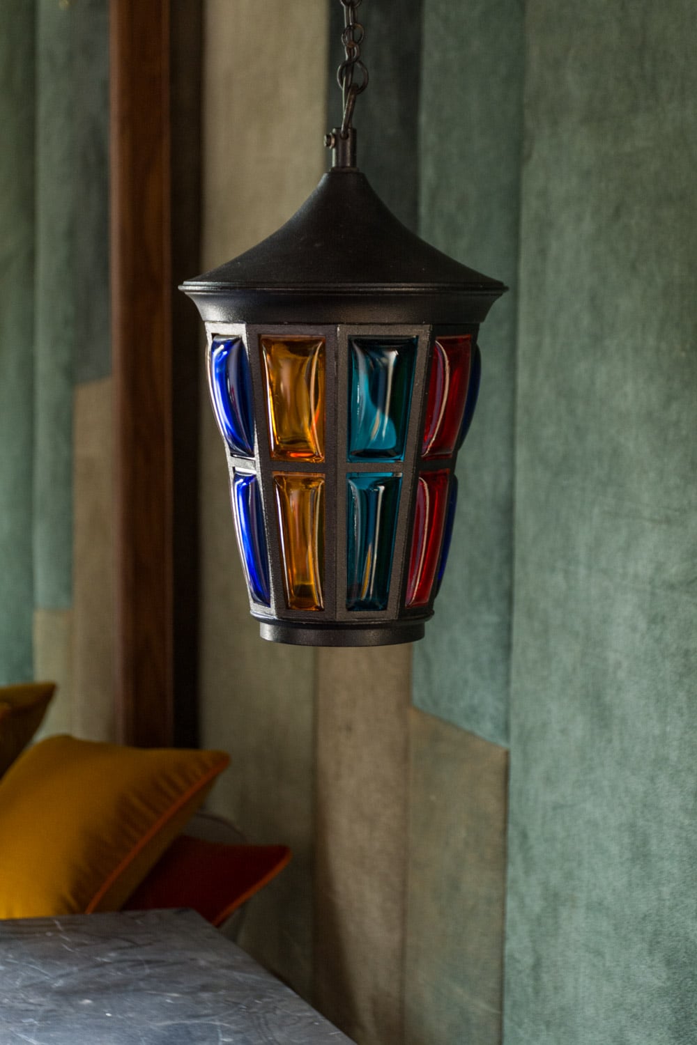 Coloured Glass Lantern #9577 - Retrouvius