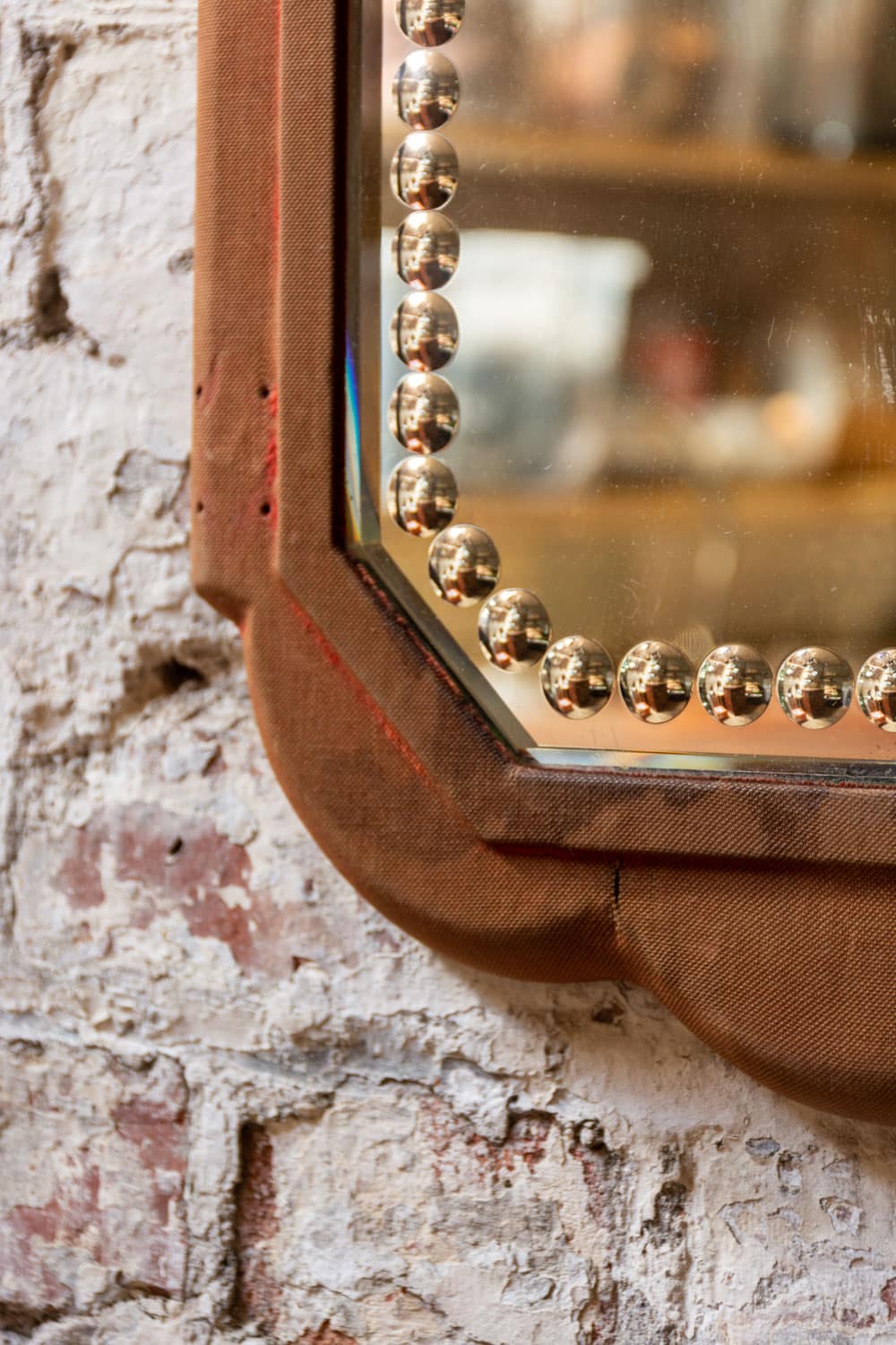 Decorative Fabric-Covered Mirror #6501 - Retrouvius