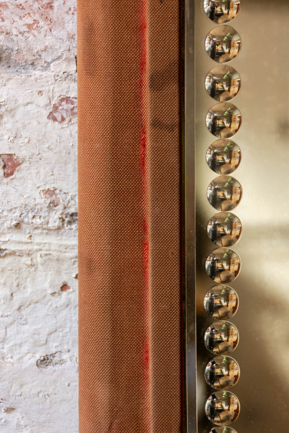 Decorative Fabric-Covered Mirror #6501 - Retrouvius