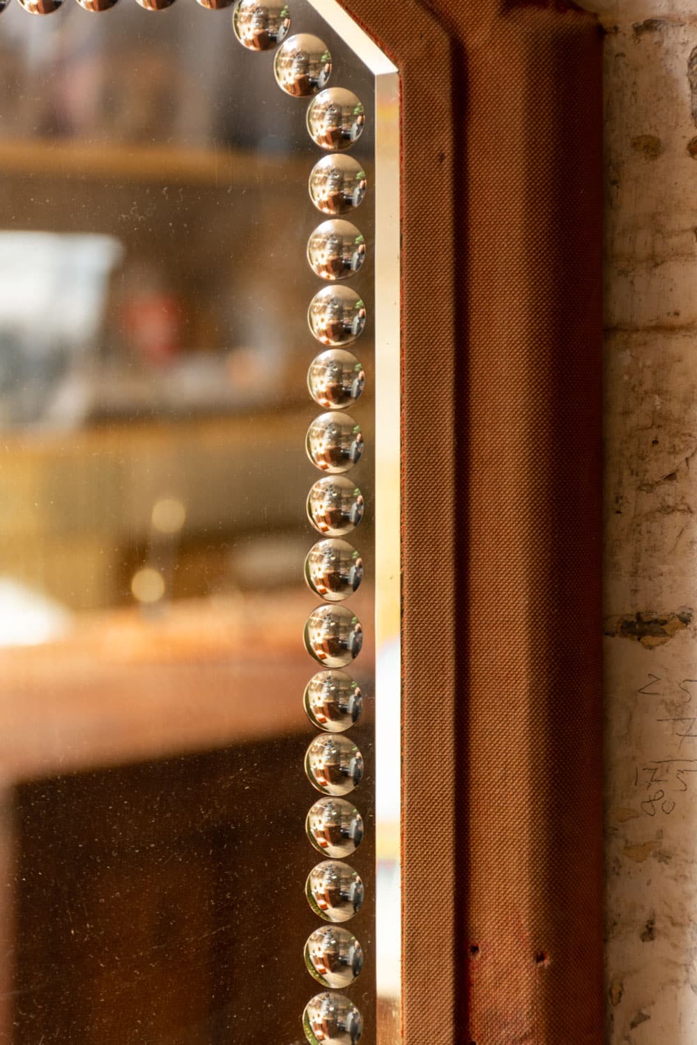 Decorative Fabric-Covered Mirror #6501 - Retrouvius