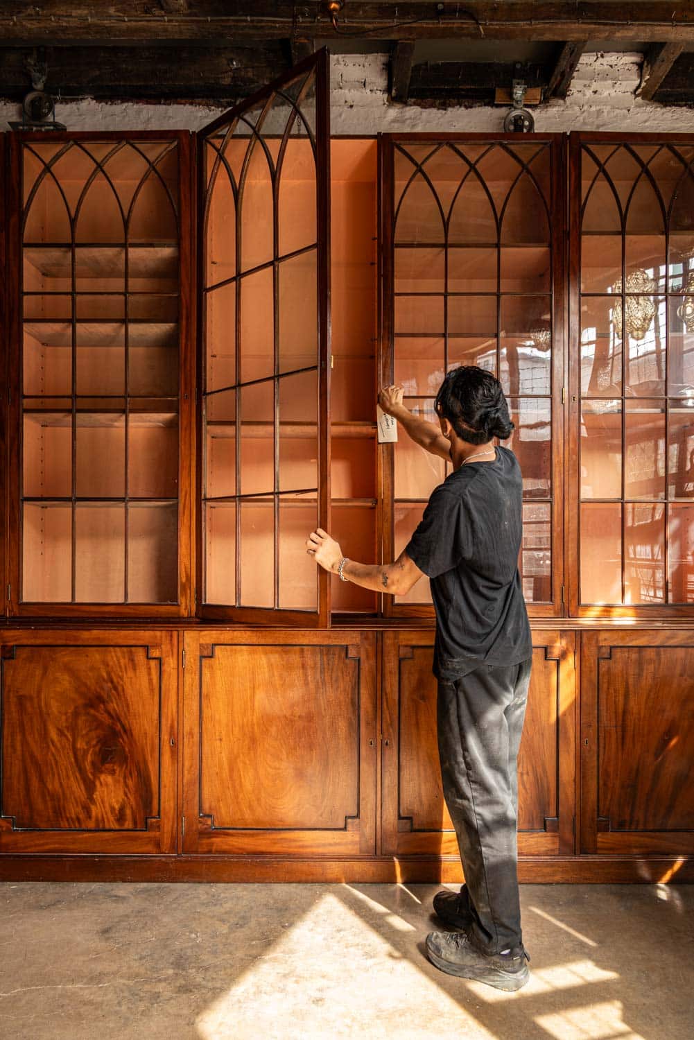 Edwardian Glazed Library Bookcase #1171 - Retrouvius