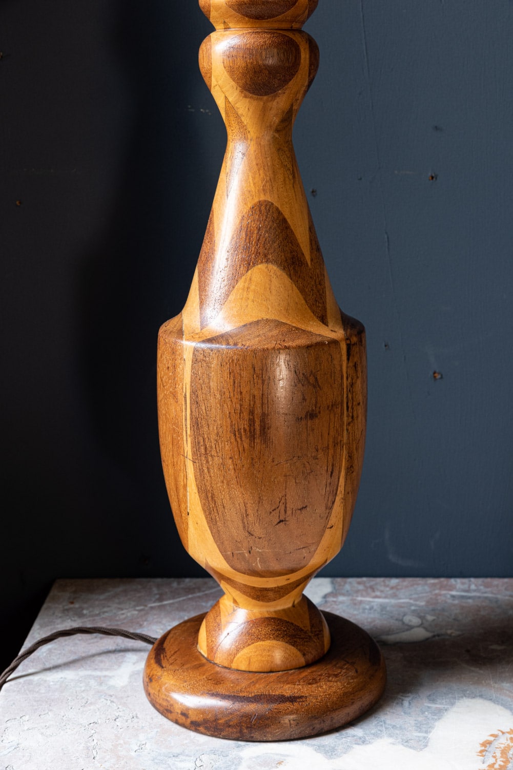 Hardwood Marquetry Lamp #8090 - Retrouvius