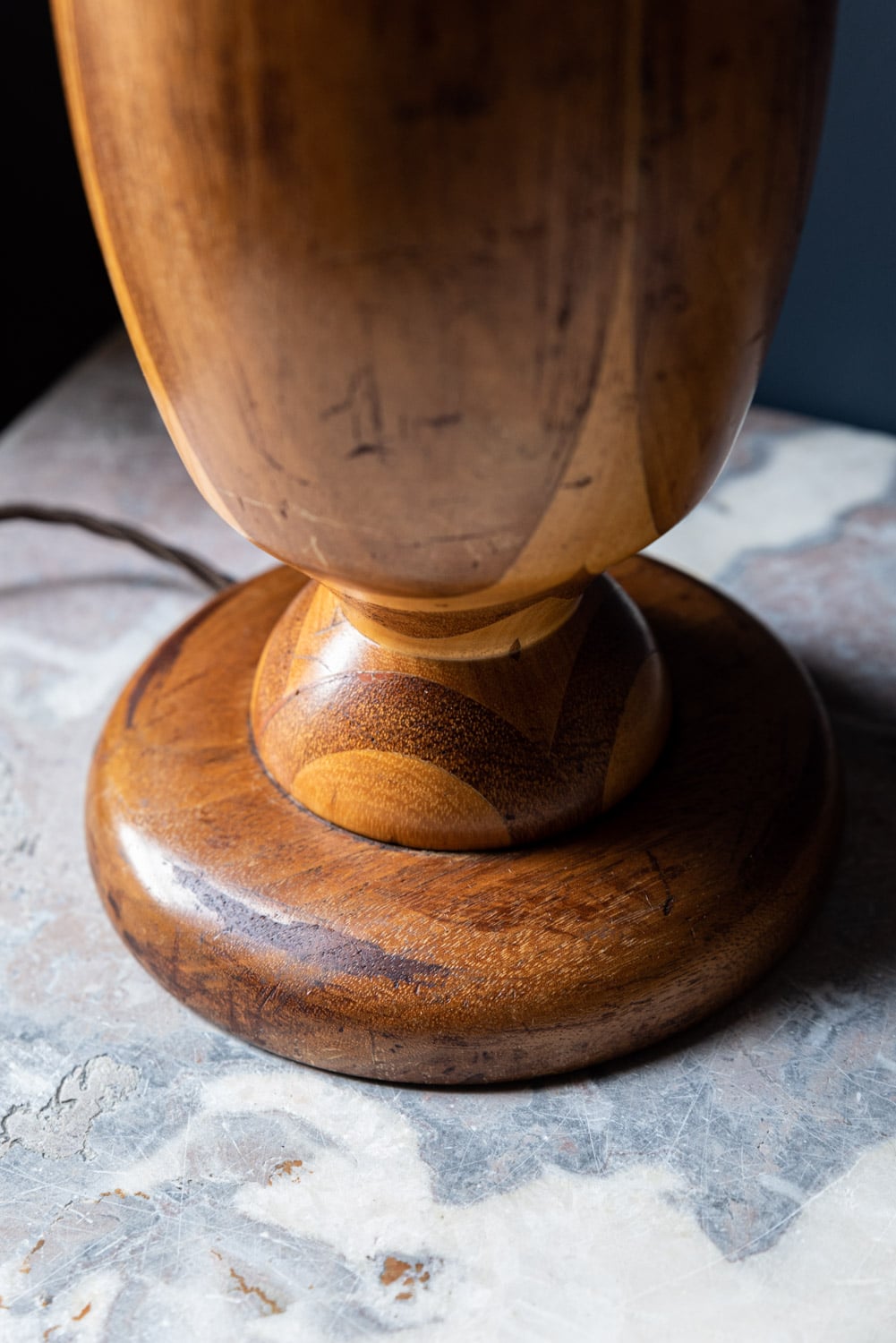 Hardwood Marquetry Lamp #8090 - Retrouvius