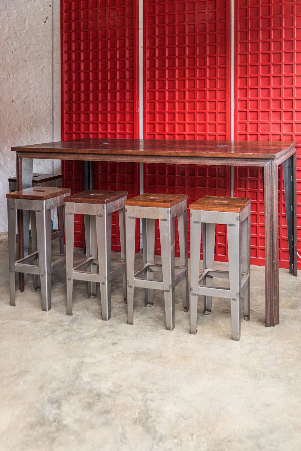 Iroko And Iron Table #8908 - Retrouvius