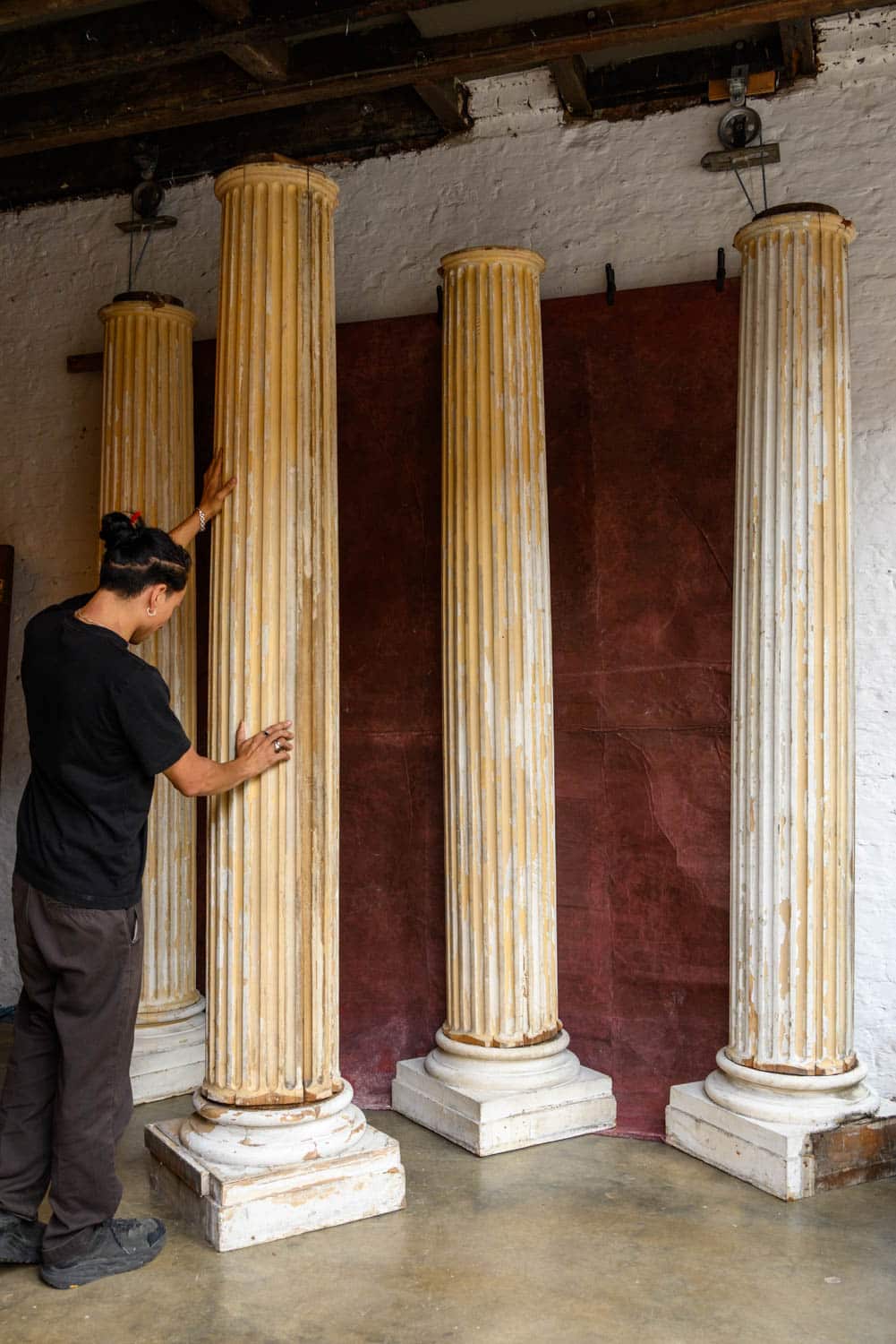 Large Fluted Pine Columns #1100 - Retrouvius
