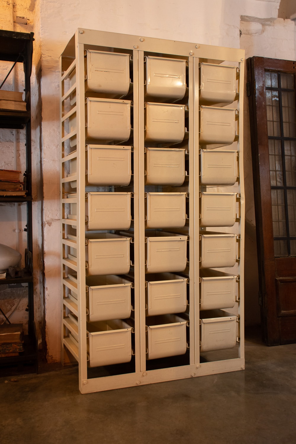 Painted Metal Standing Drawers #6367 - Retrouvius