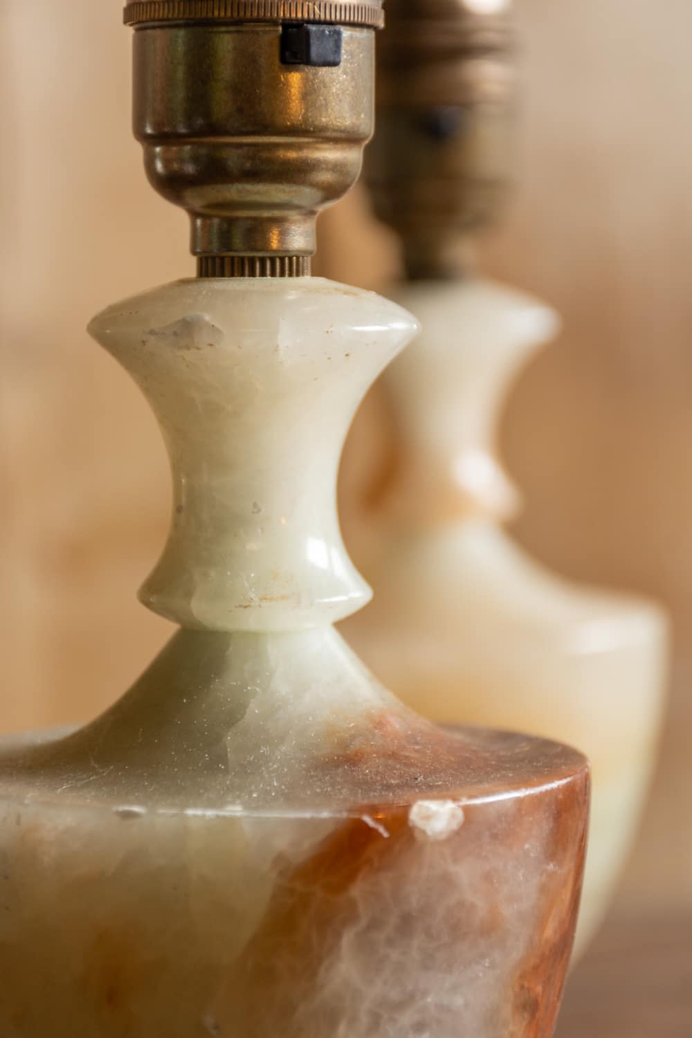 Pair Of English Alabaster Lamps #6479 - Retrouvius