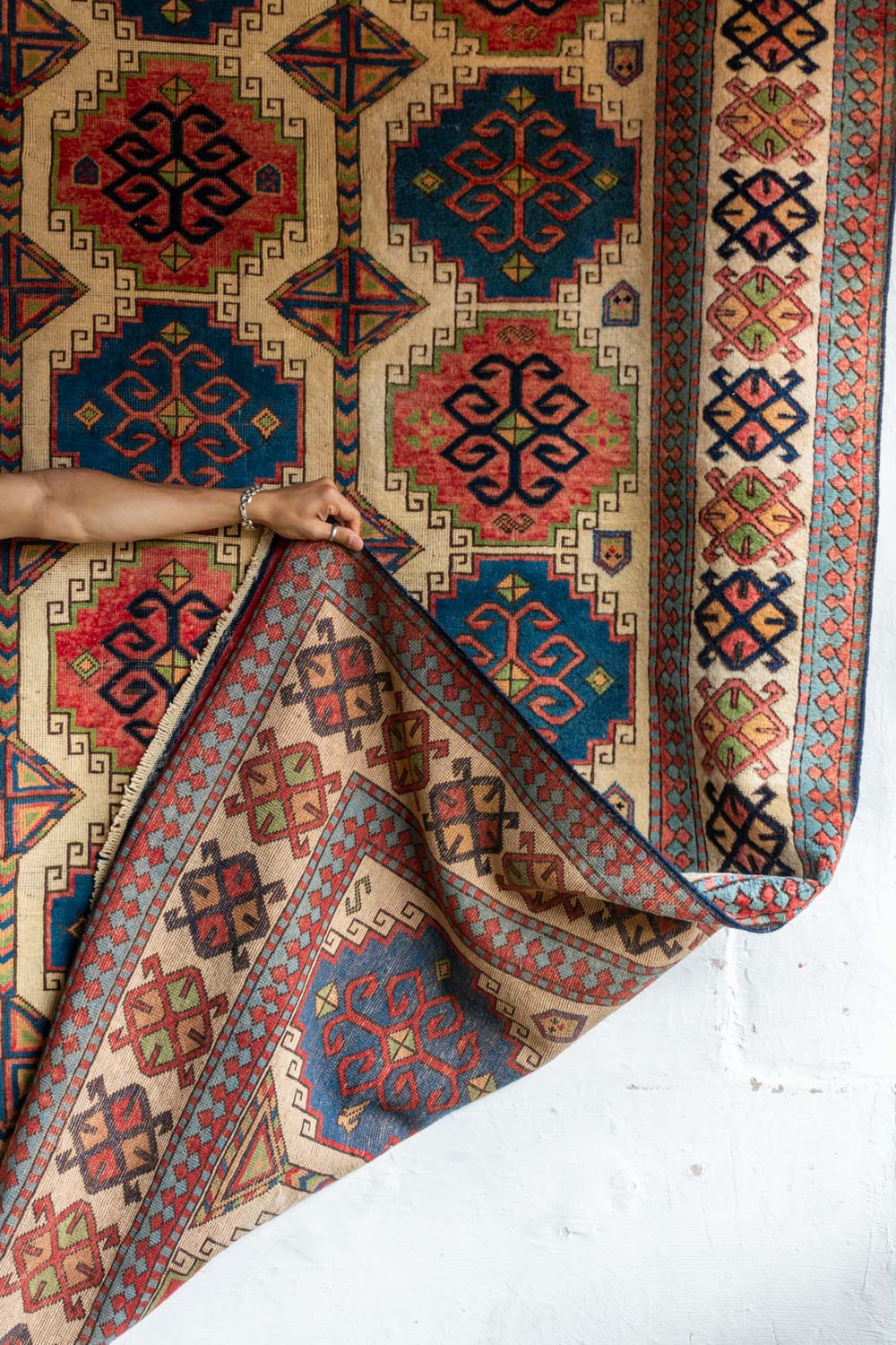 red blue modern turkish rug #8343 - Retrouvius