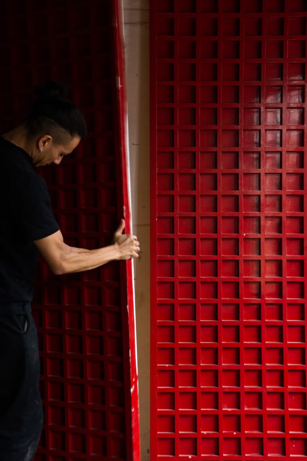 Red Lacquer Panels #8699 - Retrouvius