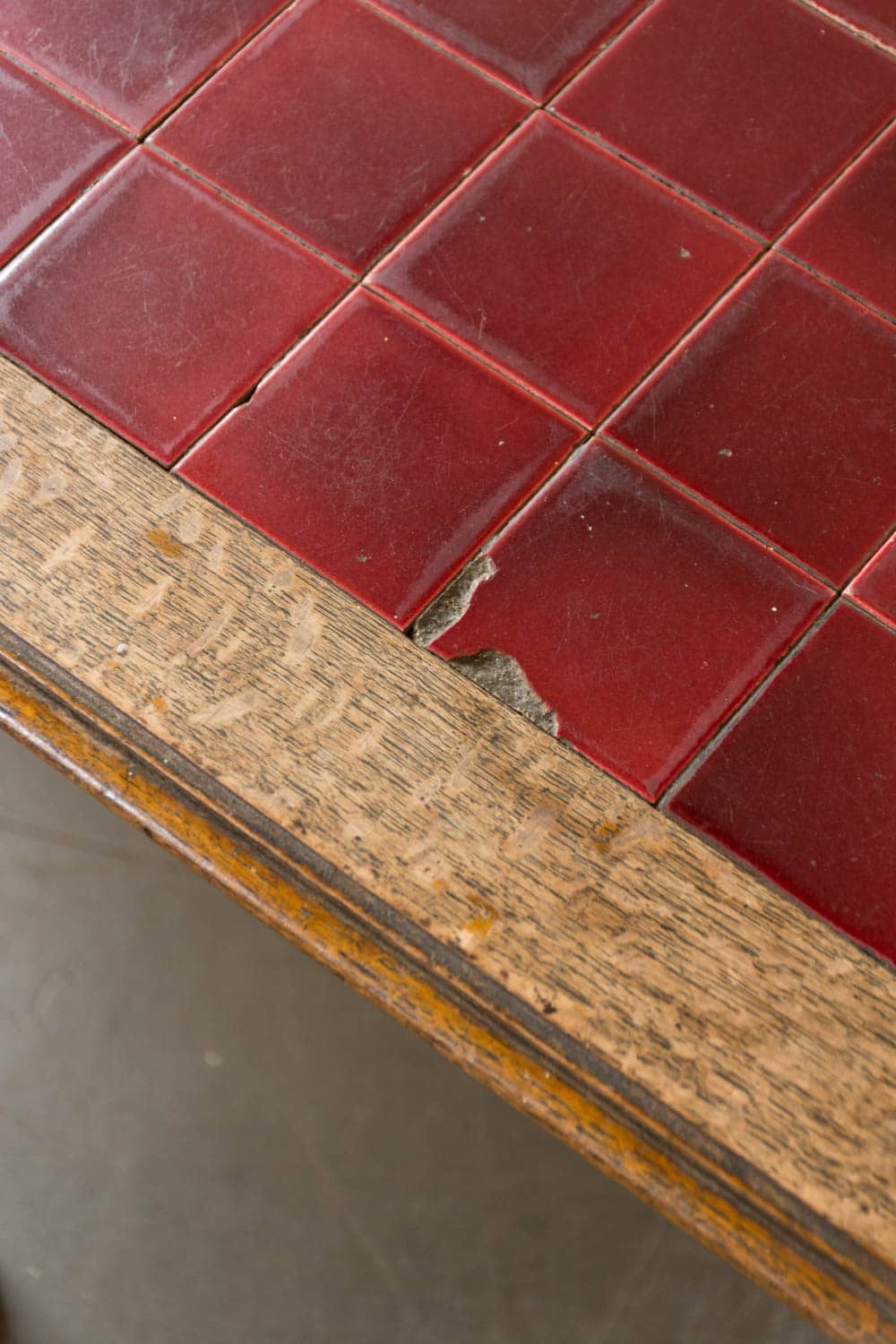 Red Tile Top Table #9575 - Retrouvius