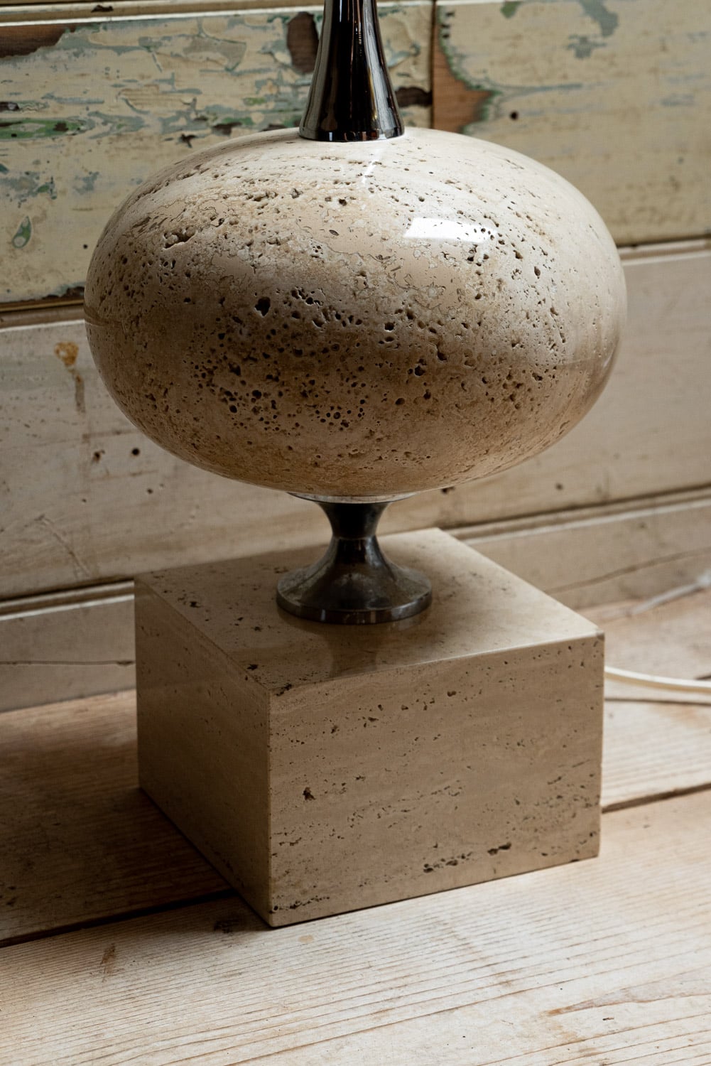 Spheroid Travertine Lamp #8330 - Retrouvius