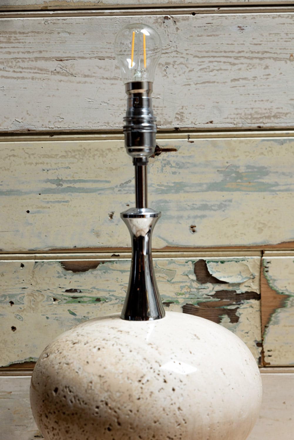 Spheroid Travertine Lamp #8330 - Retrouvius