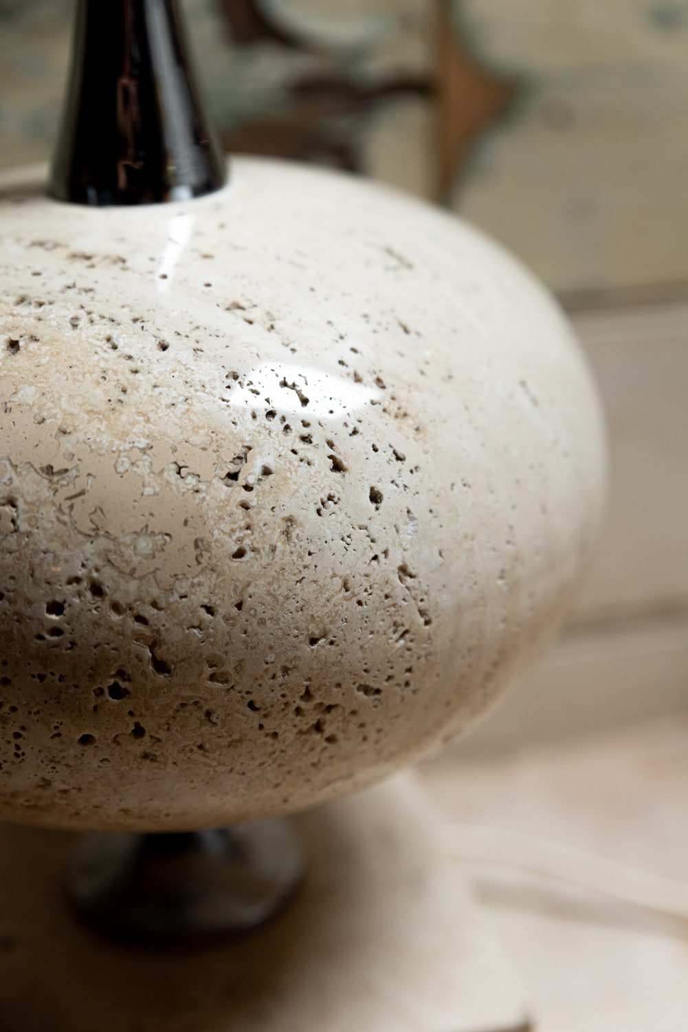 Spheroid Travertine Lamp #8330 - Retrouvius