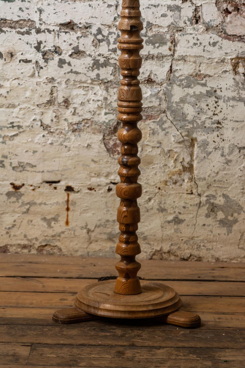 Wooden Bobbin Floor Lamp #8369 - Retrouvius