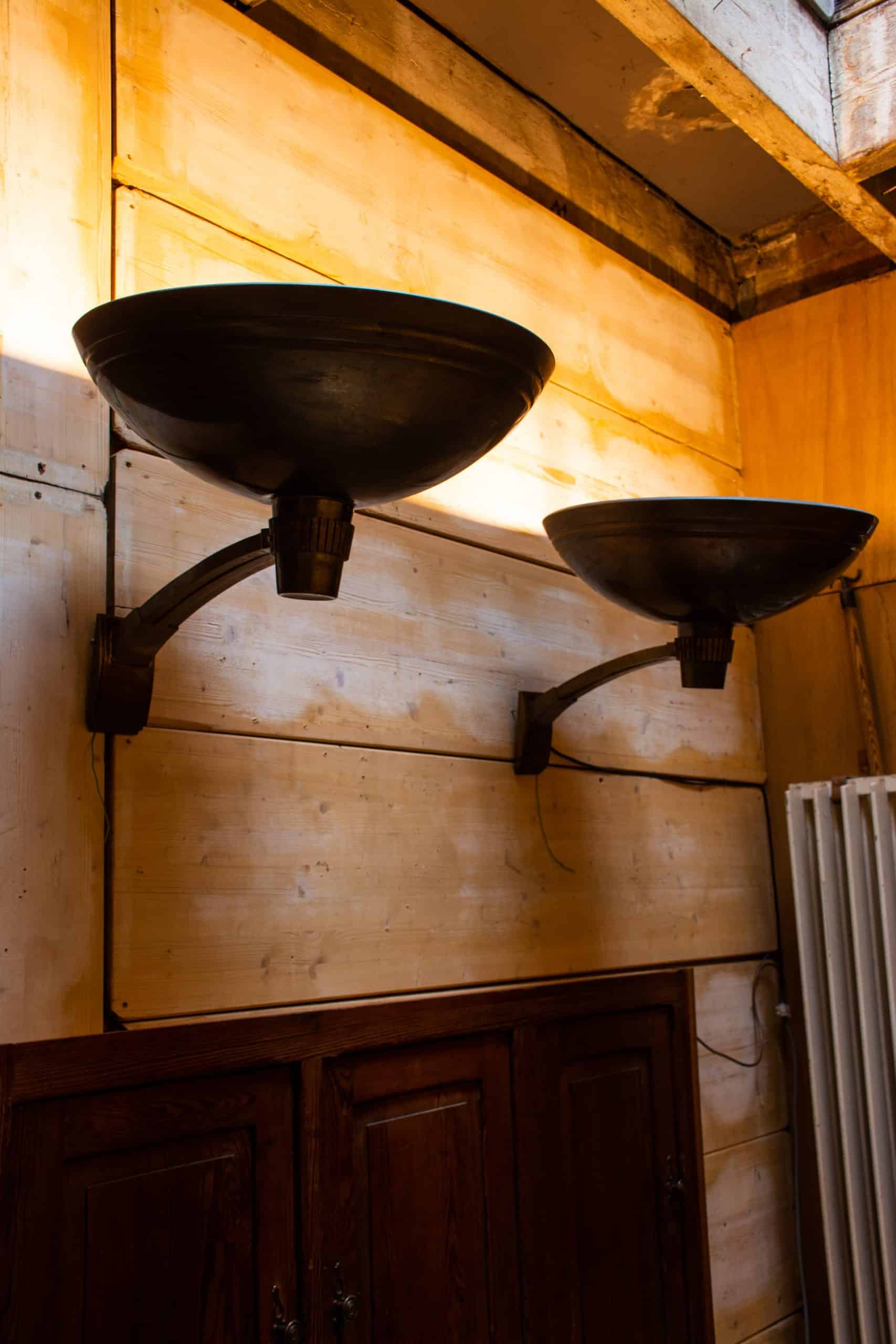 Oversized Deco Brass Uplighters #8696 - Retrouvius